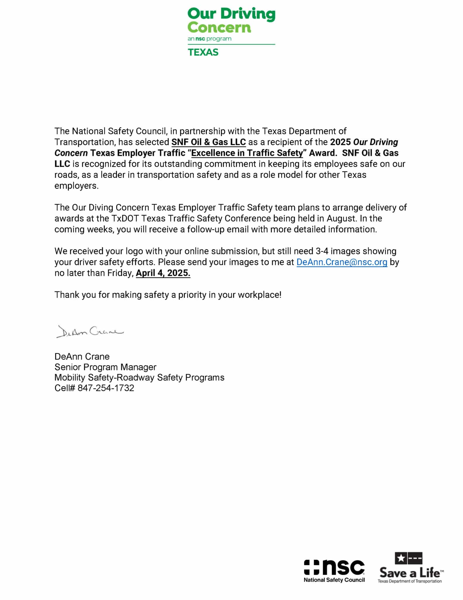 SNF Oil & Gas Team in Texas Receives Safe Driving Award! - SNF